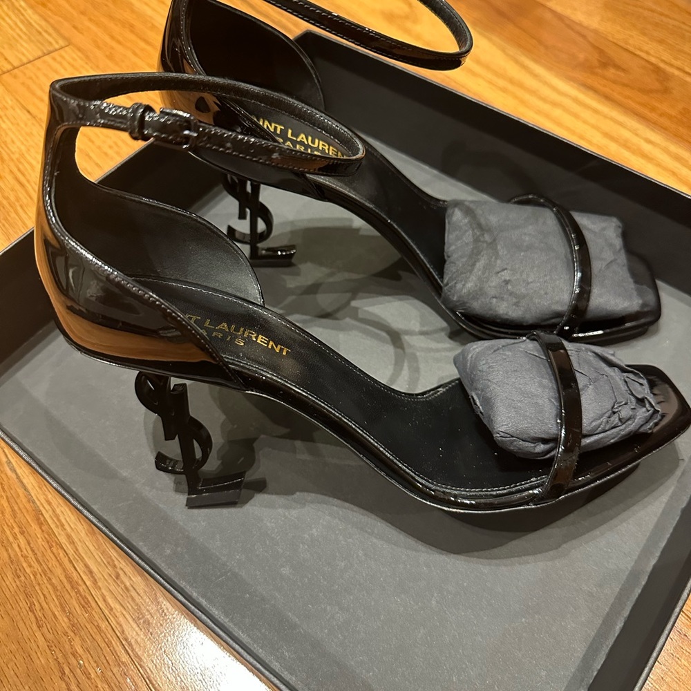 Saint Laurent Ysl Opyum Heels Sandals Black Patent Le… - Gem